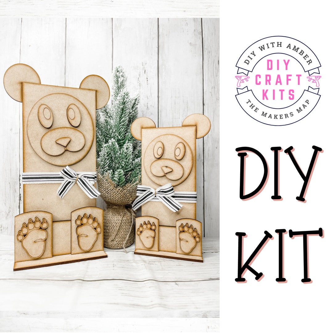 Pair of Sitting Bears Crafting DIY Kit Shelf Sitter | Unfinished Wood ...