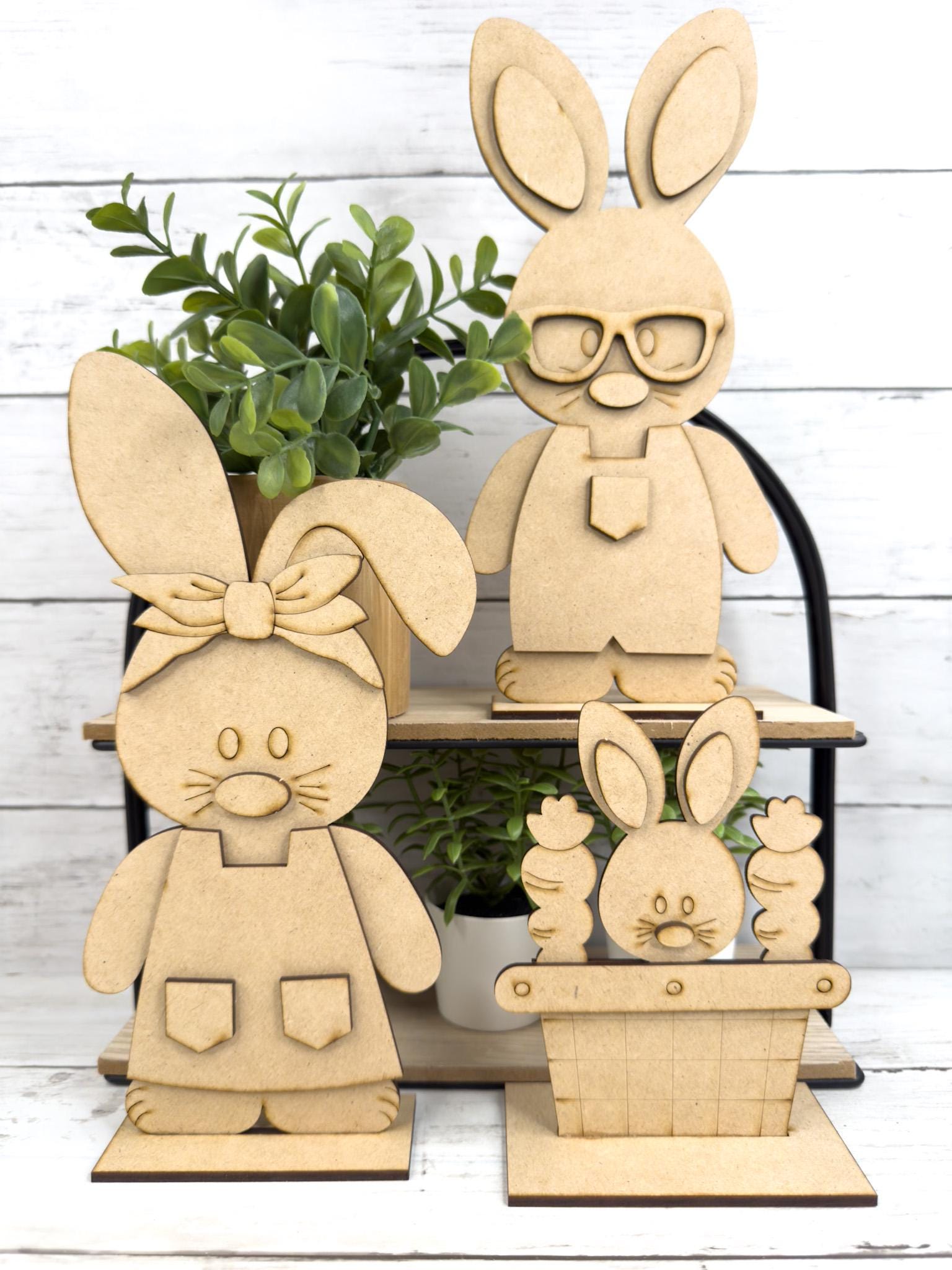 Bunny Kids Trio DIY Kit | Spring Bunny Family | Easter Decor | Wood ...