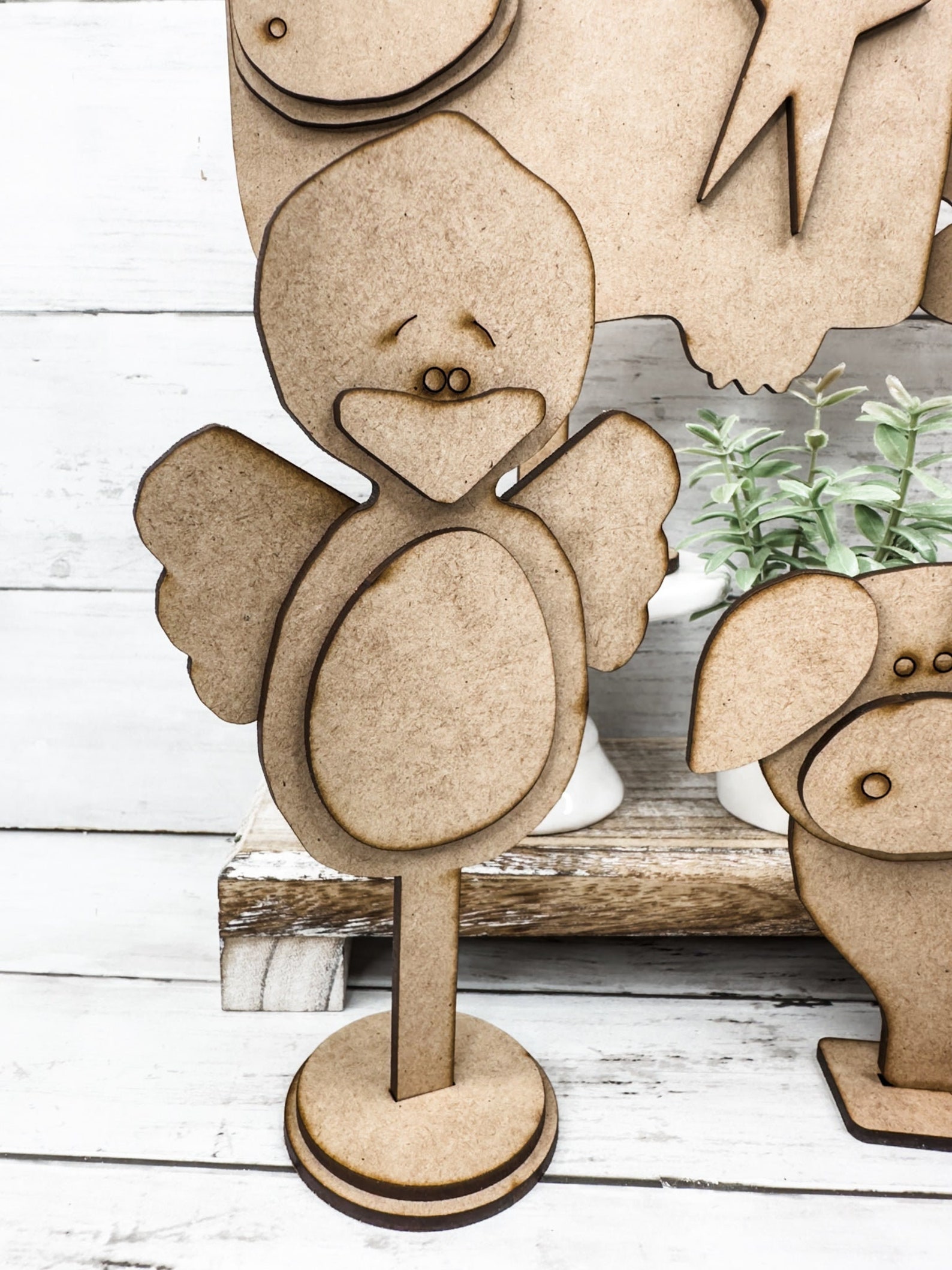 Set of 4 Farm Animals DIY Kit | Standing Cow Pig Sheep Chicken Wooden ...