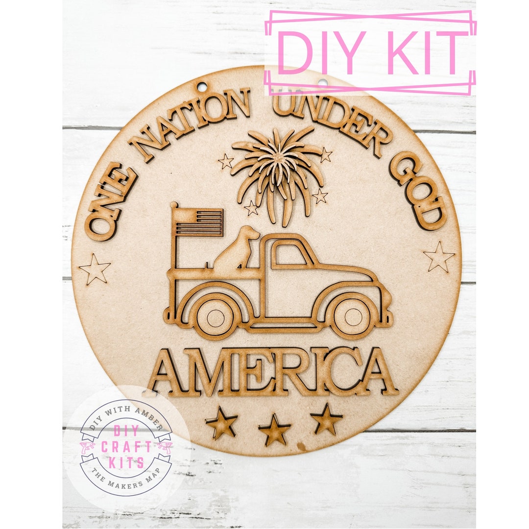 One Nation Under God Sign DIY Craft Kit | 9 Inch Round | Farmhouse 4th ...