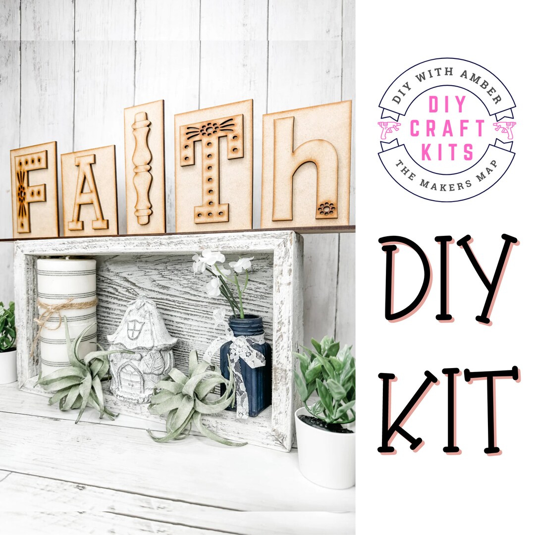 Wide Faith Word Block Sign DIY Kit | Unfinished Wood Blank Craft Shapes ...