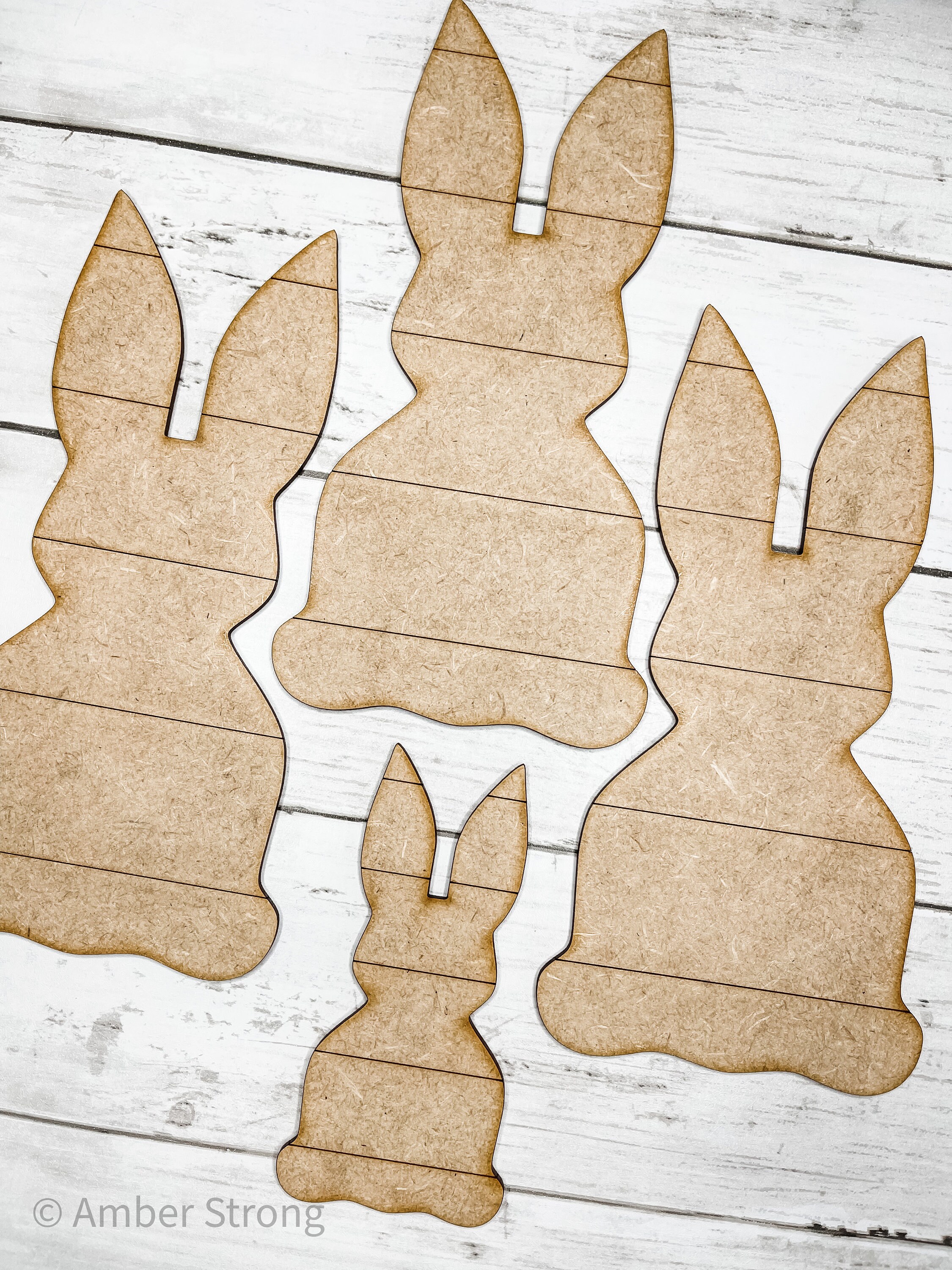 Shiplap Bunny Shape Cut Outs Style 2 DIY Kit | Bunny Shape Craft ...
