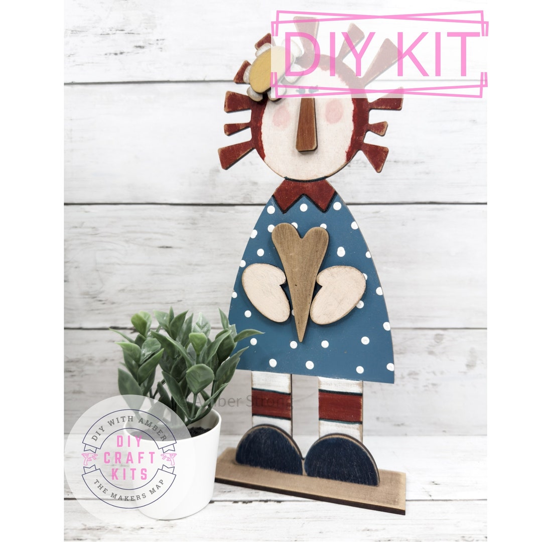 Wood Rag Doll Girl DIY Craft Kit | Raggedy Primitive | Folk Art Home ...