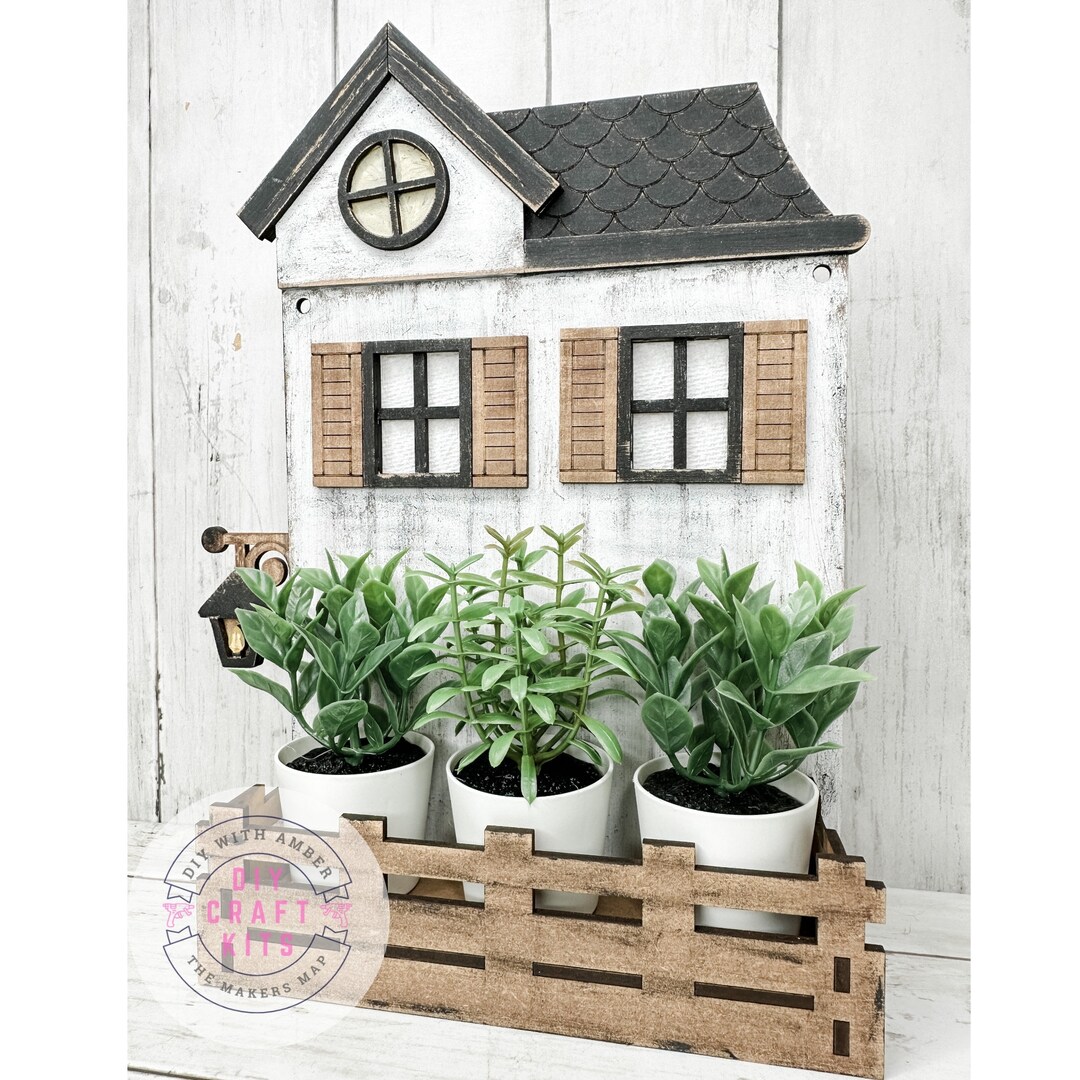 Tall House Interchangeable Box Base DIY Craft Kit | Rustic Decor Wooden ...