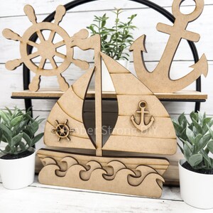Sailboat Anchor and Captains Wheel DIY Kit | Nautical Decor | Coastal ...