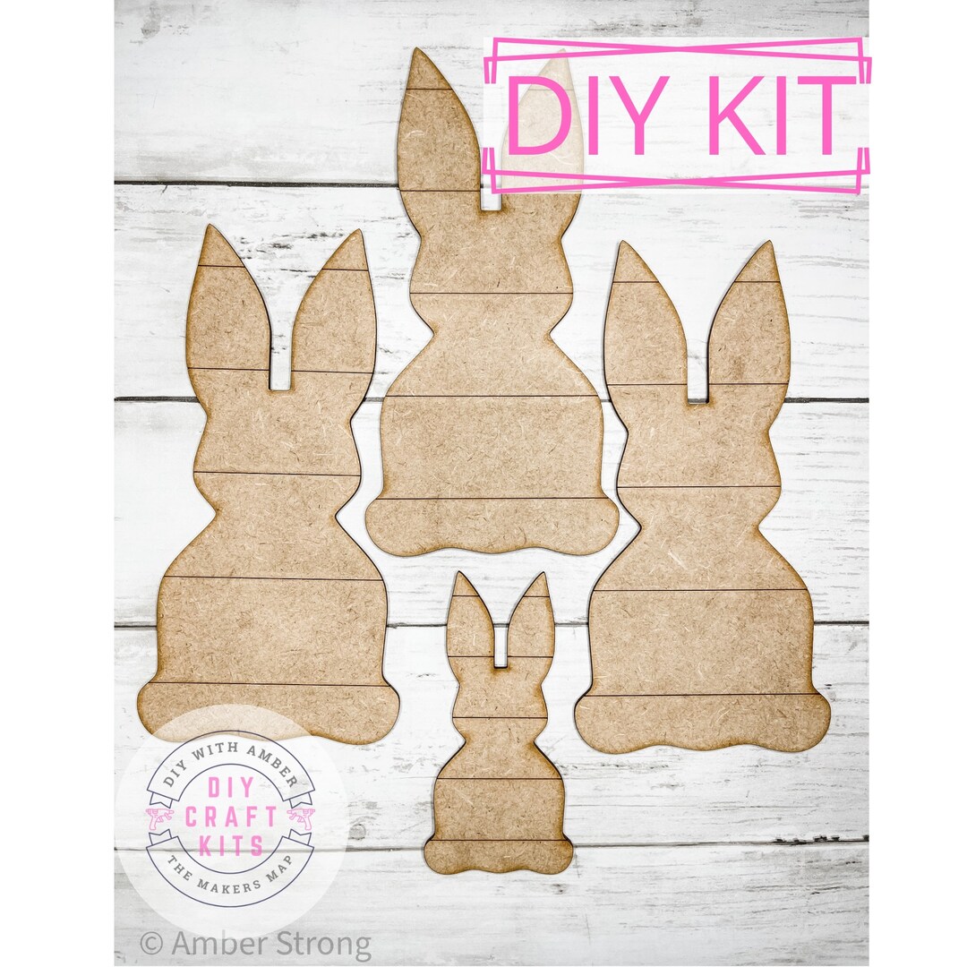 Shiplap Bunny Shape Cut Outs Style 2 DIY Kit | Bunny Shape Craft ...