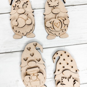 4 Little Fall Gnomes DIY Kit | Unfinished Wood Blank | Halloween Gnome ...