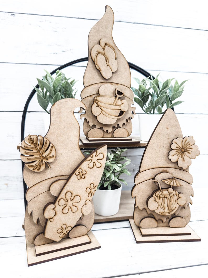 Trio Summer Gnomes DIY Kit | Summer Craft Kit Decor DIY | Surf Board ...