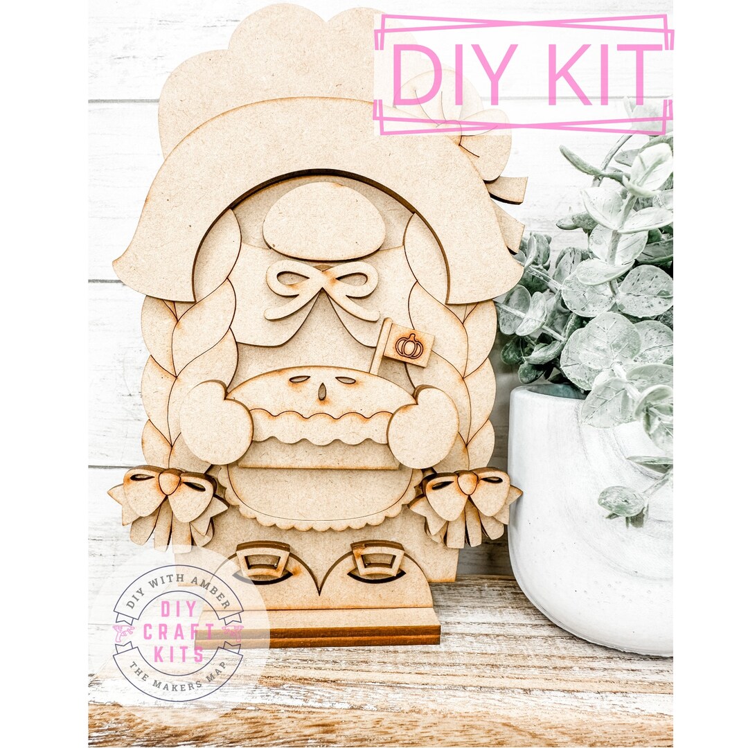 Pilgrim Girl Gnome DIY Craft Kit | Thanksgiving Decor | Farmhouse ...