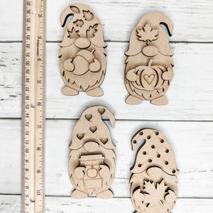 4 Little Fall Gnomes DIY Kit | Unfinished Wood Blank | Halloween Gnome ...