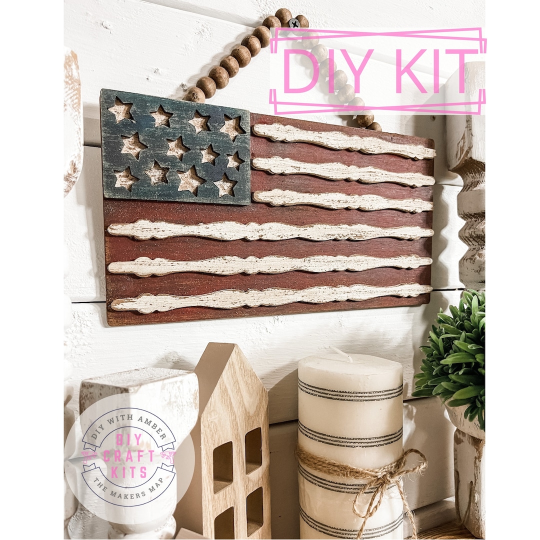 Spindle Flag Patriotic DIY Kit | Summer Decorative Craft | American ...