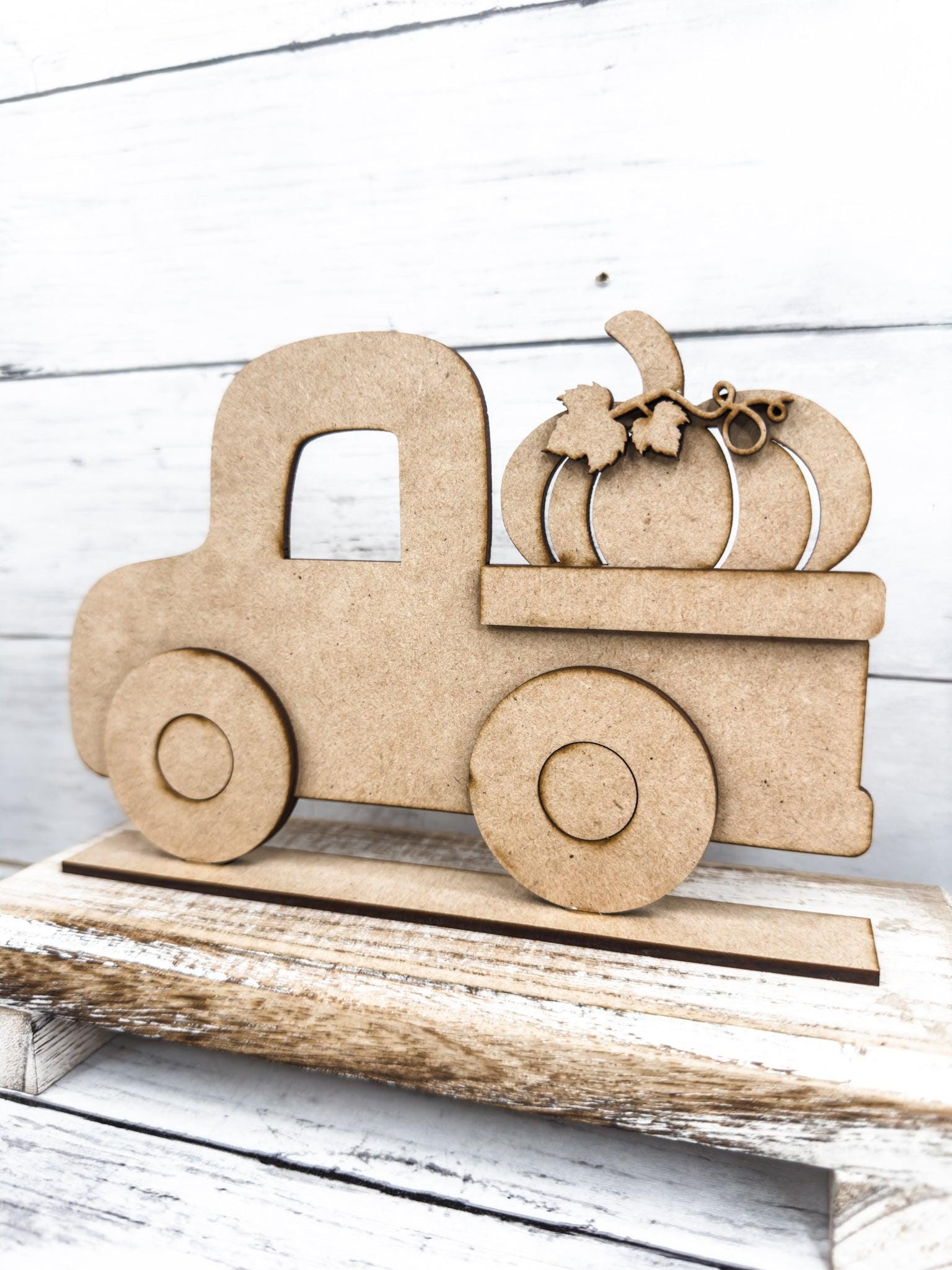 Little Fall Truck DIY Craft Kit | Farmhouse Autumn Wood Blank Shelf ...