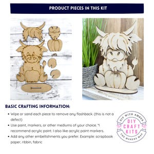Fall Highland Cow DIY Craft Kit | Cow and Pumpkin Farmhouse Rustic ...