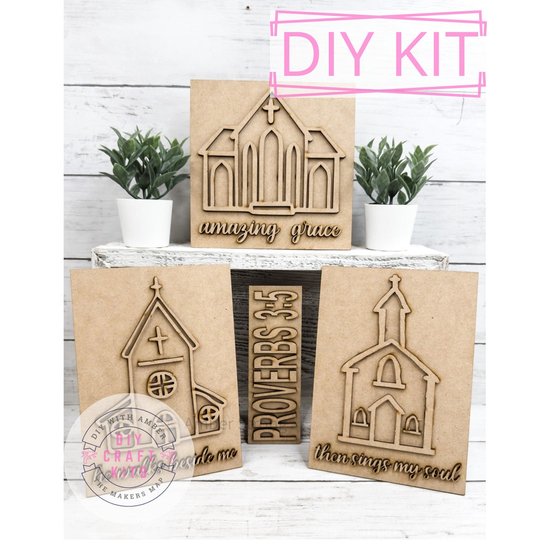 Bible Verse Scripture Church Signs DIY Craft Kit | Farmhouse Tiered ...