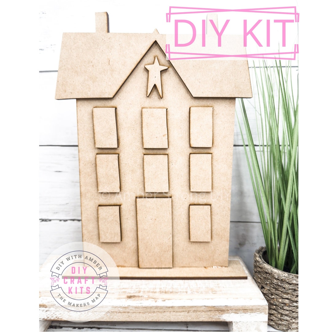 8 Window Saltbox House Shelf Sitter DIY Kit | Primitive Saltbox ...