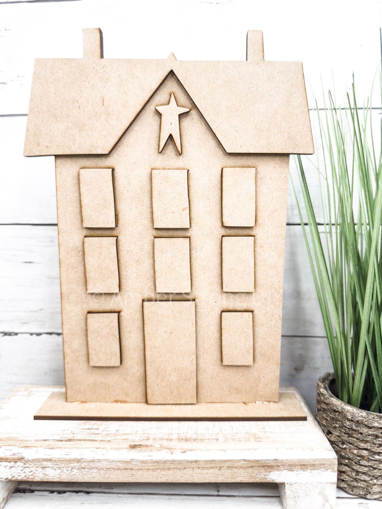 8 Window Saltbox House Shelf Sitter DIY Kit | Primitive House ...