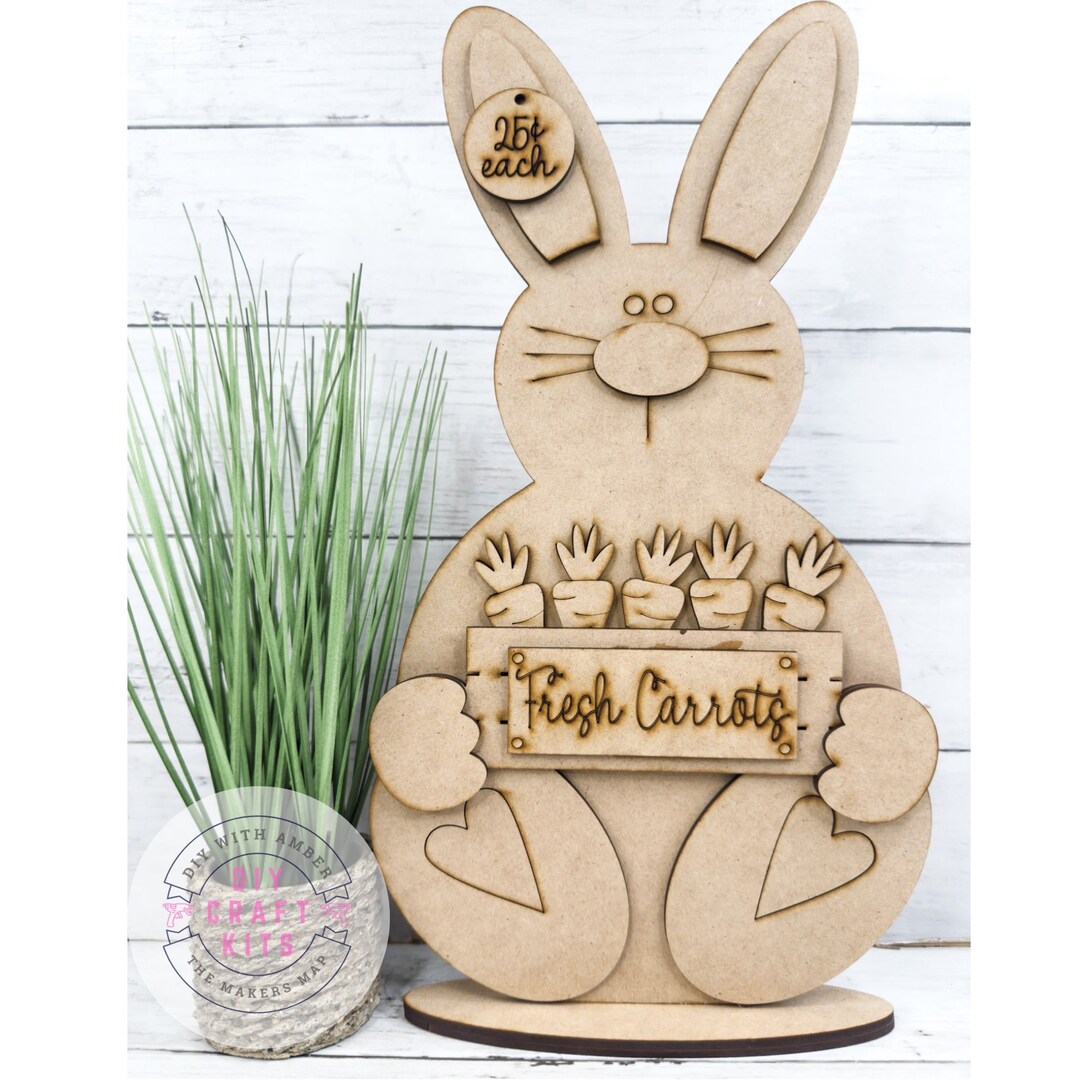 Big Bunny With Carrots DIY Kit | Large Easter Bunny Shelf Sitter | Kids ...