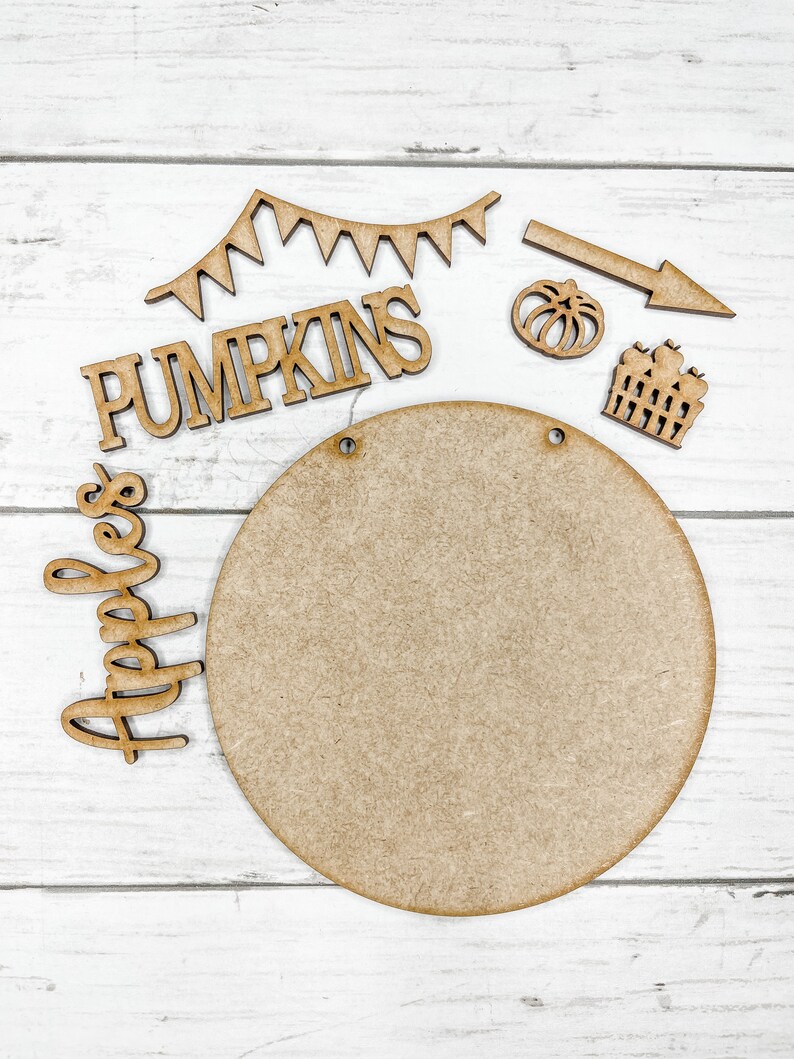 Apples and Pumpkins 5 in Round Sign DIY Craft Kit | Wooden Fall Decor ...