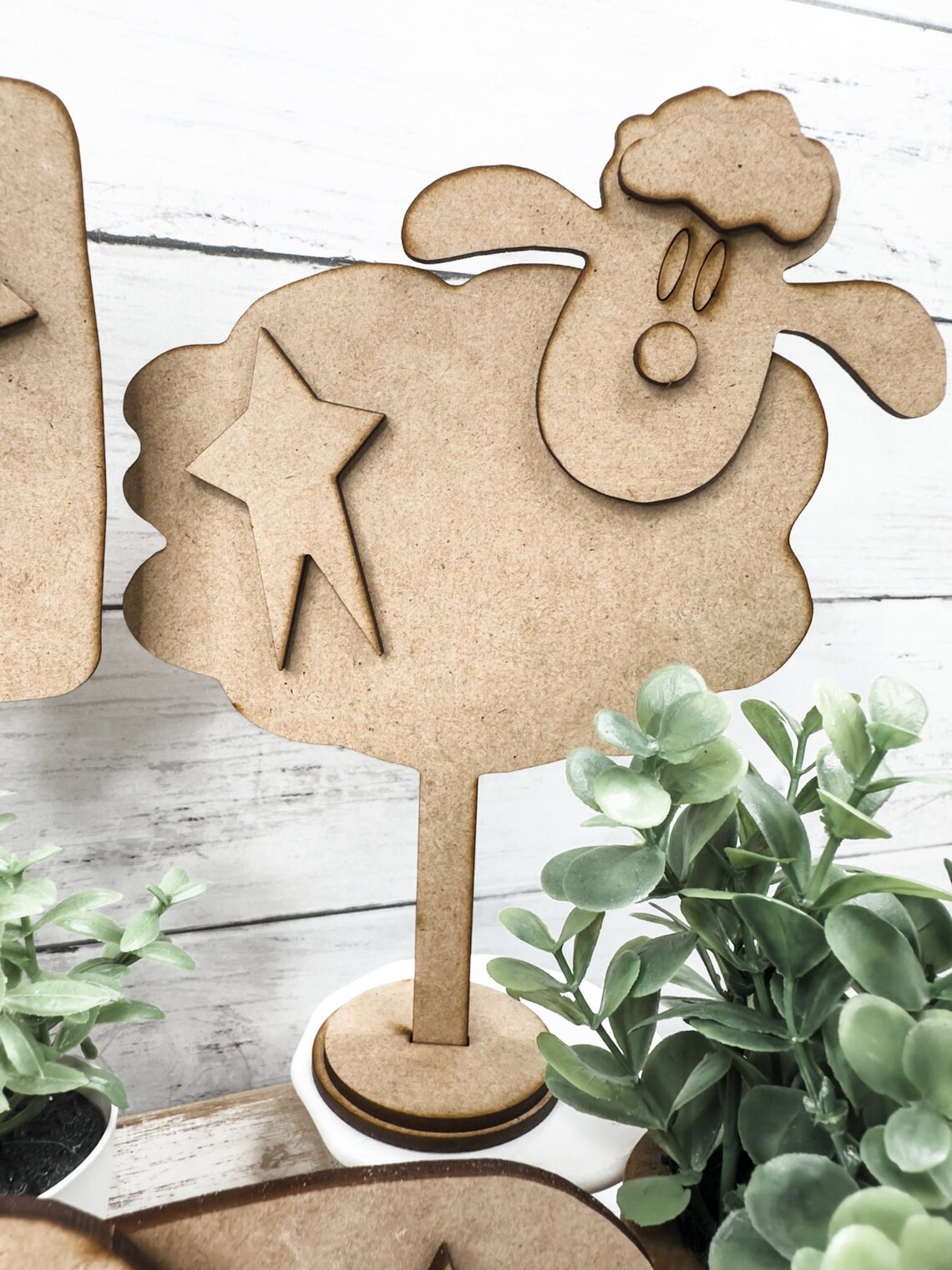 Set of 4 Farm Animals DIY Kit | Standing Cow Pig Sheep Chicken Wooden ...
