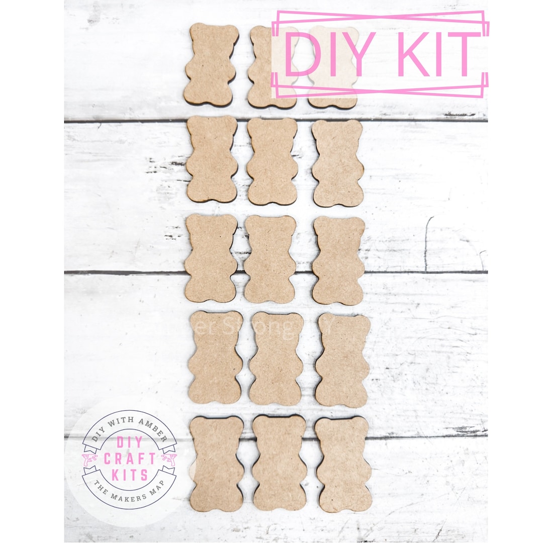 Mini Gummy Bear Shapes Set | Teddy Bear Silhouette | Wooden Bear ...