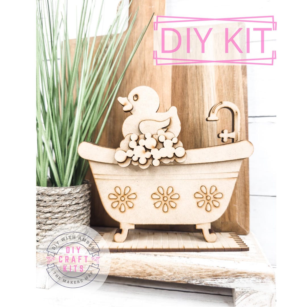 Ducky and Bubbles Hugger DIY Craft Kit | Duck Bathroom Decor | Wood ...