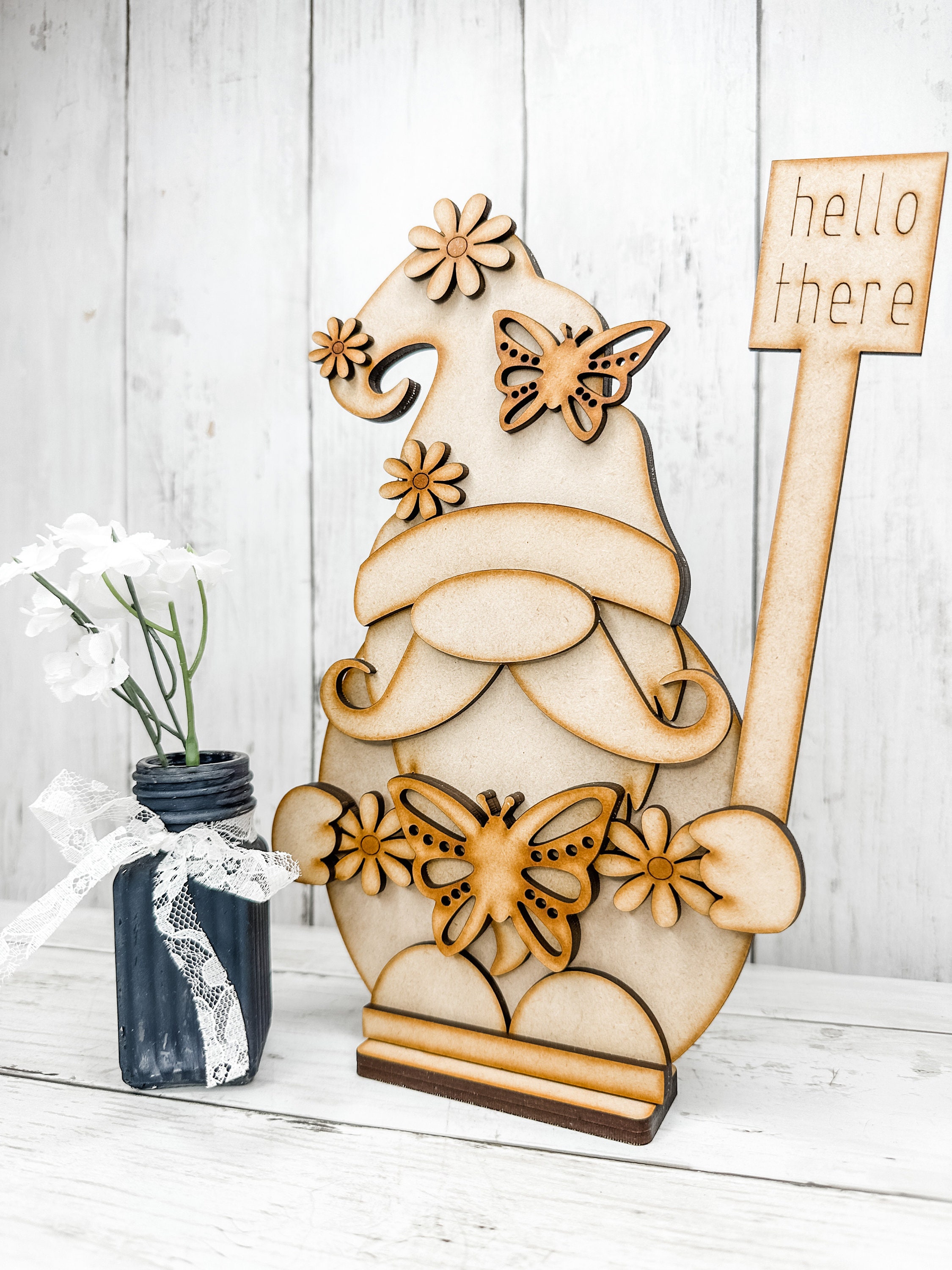 Standing Butterfly Gnome Spring DIY Kit 9x6 in Decorative Spring Gnome ...