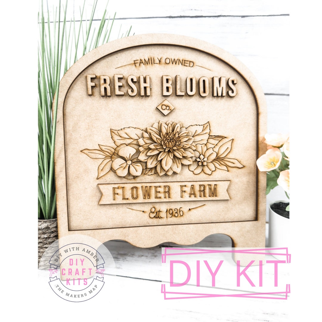 Fresh Blooms Market Easel Sign DIY Kit | Wooden Blanks | Simple Spring ...
