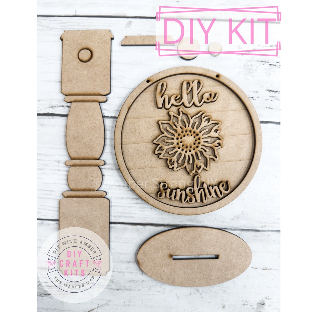 Hello Sunshine Sign and Stand DIY Kit | Sunflower Decor | Neutral ...
