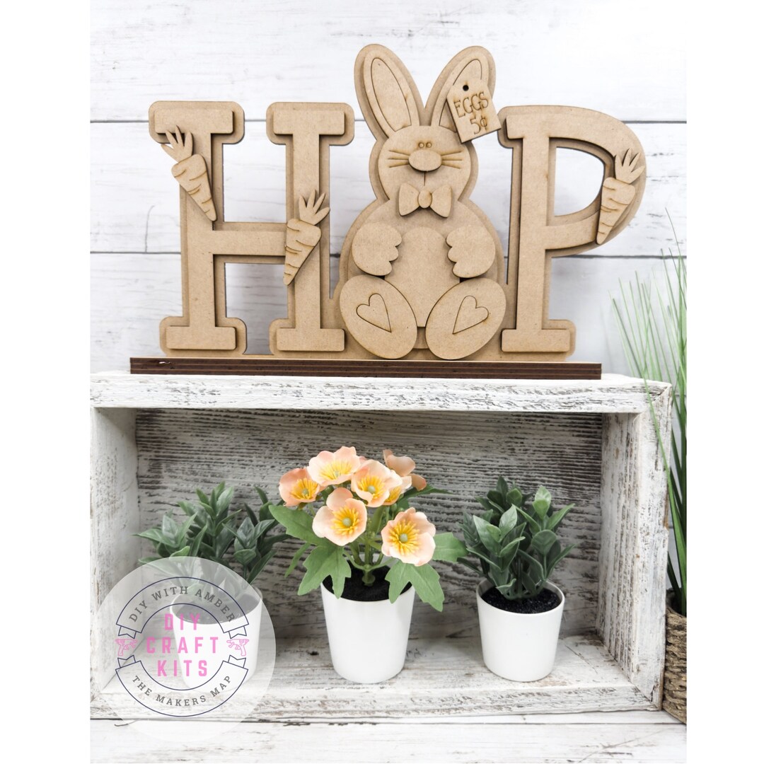 HOP Easter DIY Kit | Easter Bunny Whimsical Decor | Rabbit Spring Craft ...