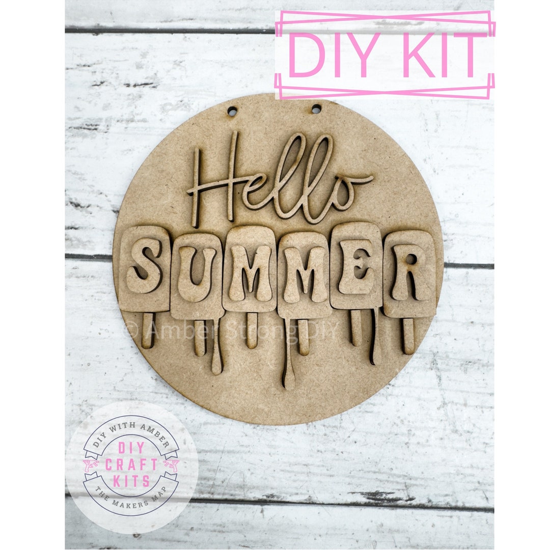 Hello Summer 5in Round Sign DIY Kit | Summer Decor | Summer Wall Art ...