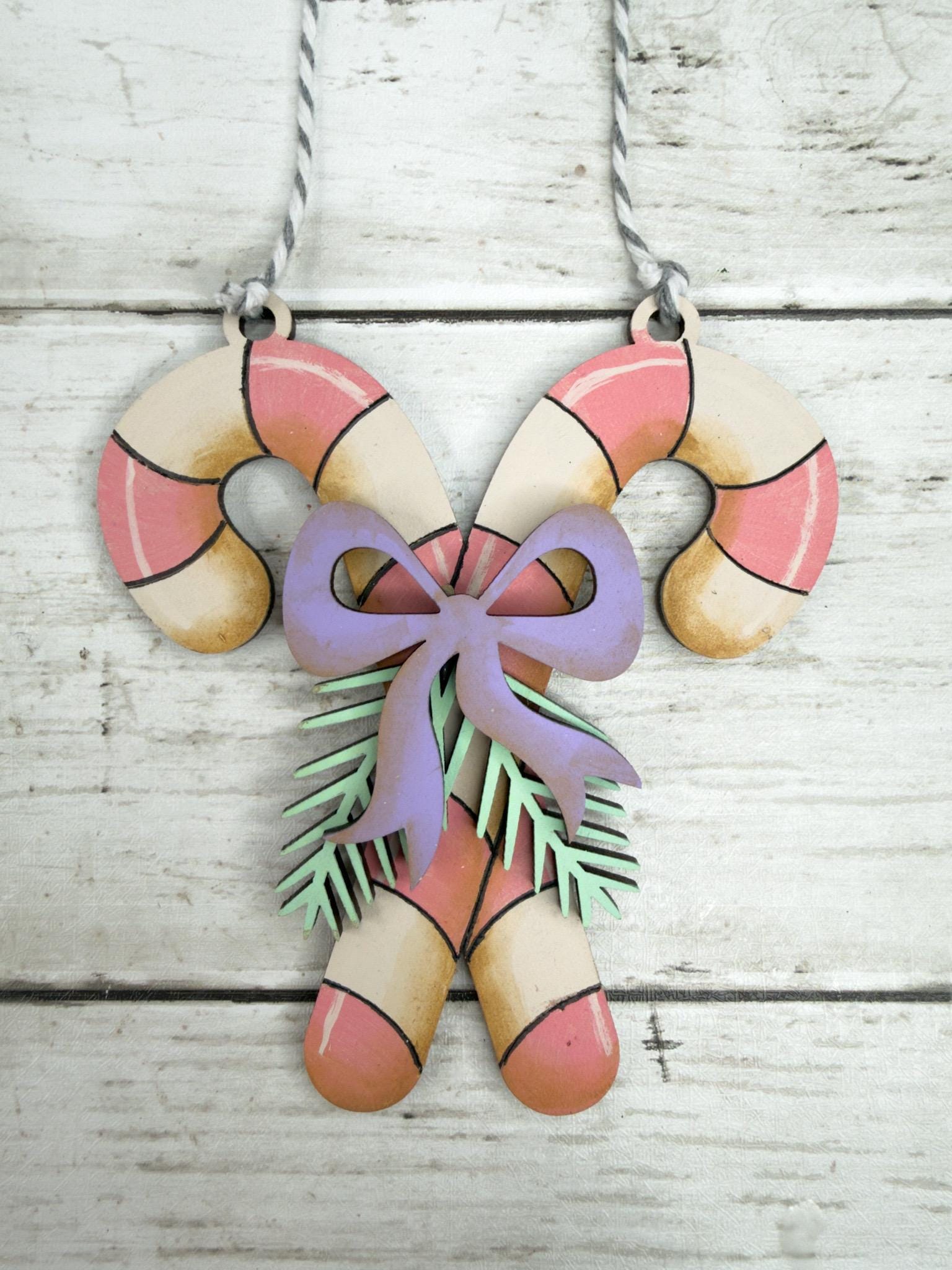 Cute Crossed Candy Canes Ornament DIY Kit | Paint Your Own Ornament ...