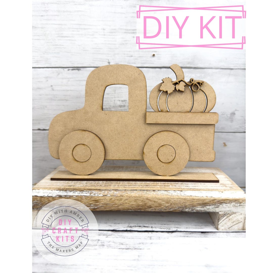 Little Fall Truck DIY Craft Kit | Farmhouse Autumn Wood Blank Shelf ...