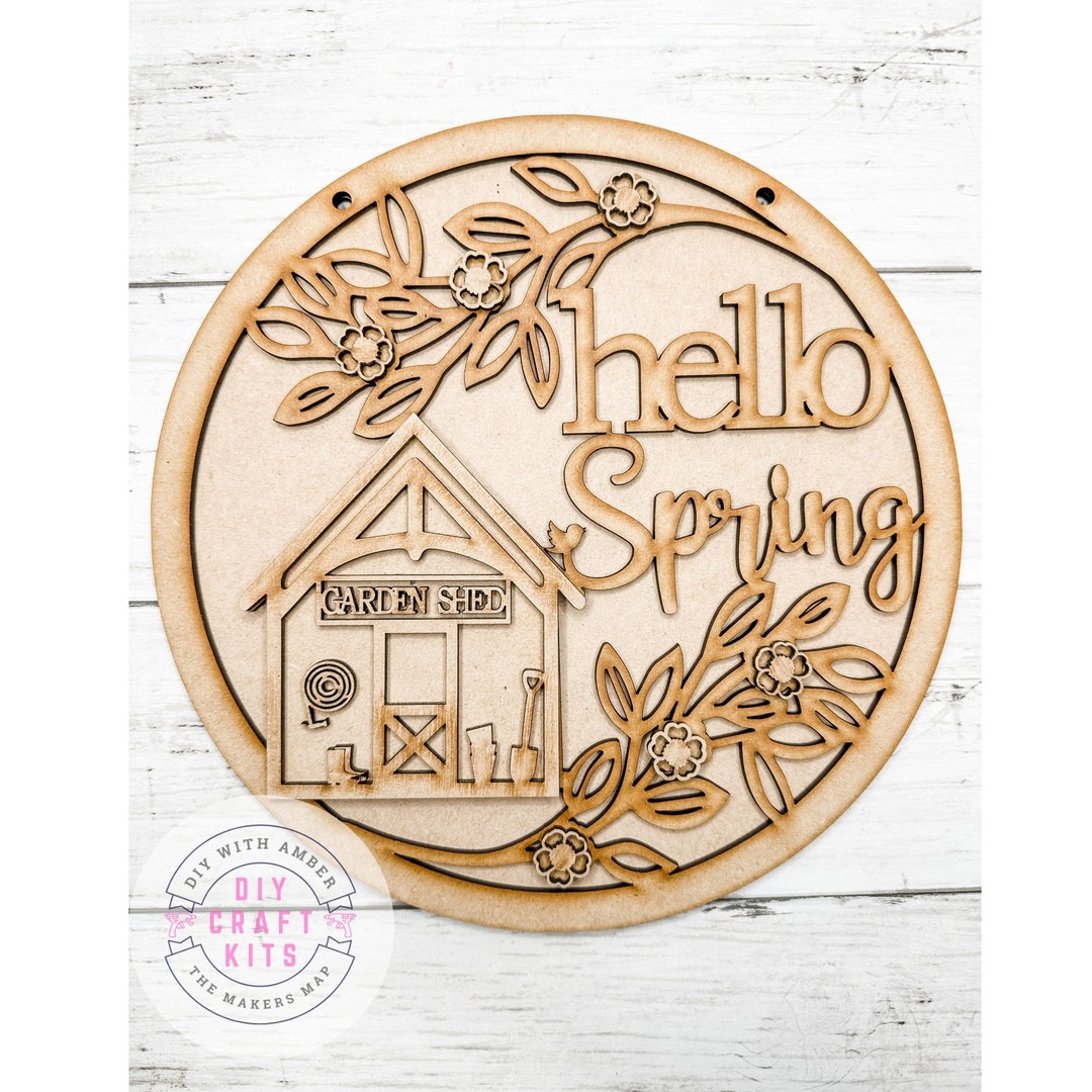 9 in Round Spring Garden Shed Sign DIY Kit | Spring Wreath Attachment ...