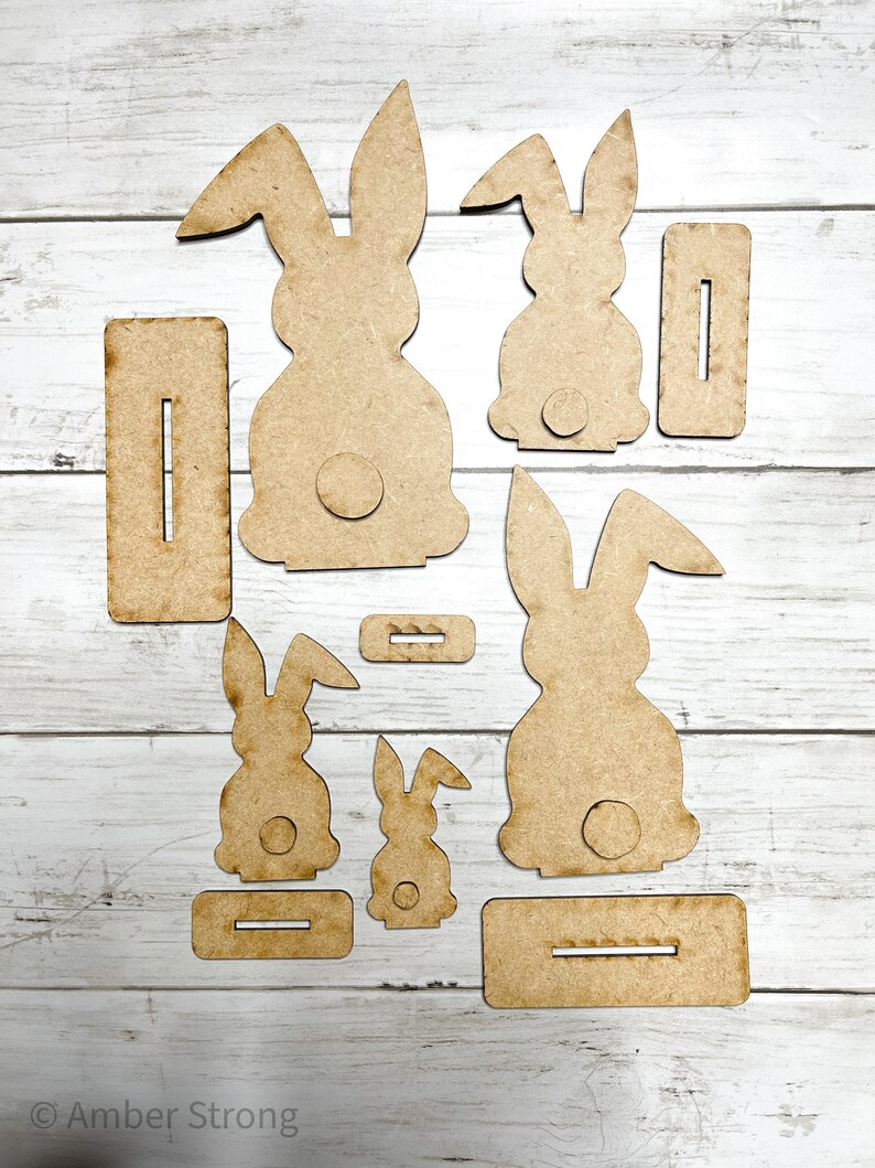 5 Standing Bunnies DIY Craft Kit | Paint Your Own Easter Decor | Bunny ...