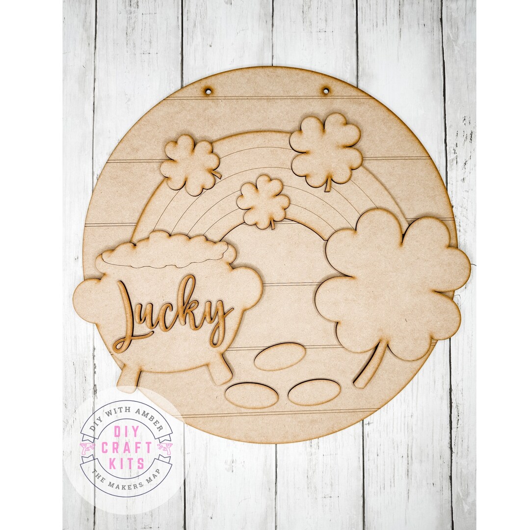 Lucky Rainbow Door Hanger Sign DIY Kit | Wreath Attachment for St ...