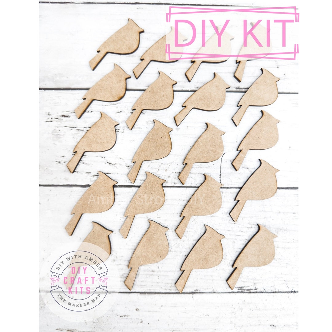 Mini Cardinal Wood Shapes Set | Wood Cutouts | Bird Decor | Bird ...