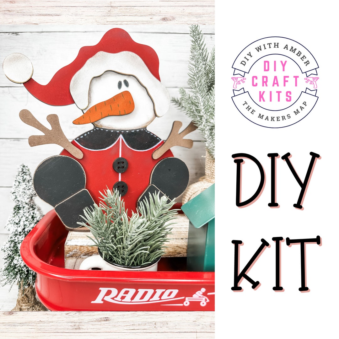 Chunky Snowman Boy Unfinished Wood Craft DIY Kit Blank Primitive Style ...