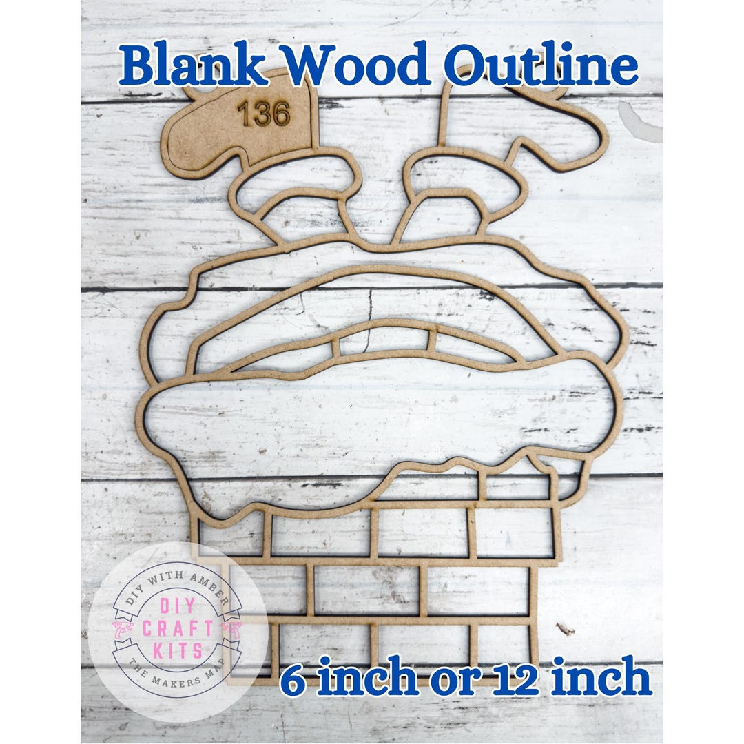 Unfinished Style 136 Santa Chimney Laser Cut Wood Outline Frame Blank ...