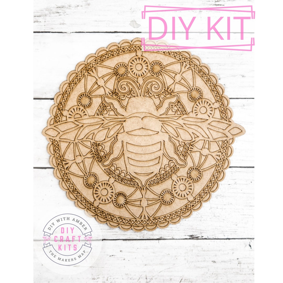 Bee Mandala Coloring Board DIY | Round Mandala Adult Paint Activity ...
