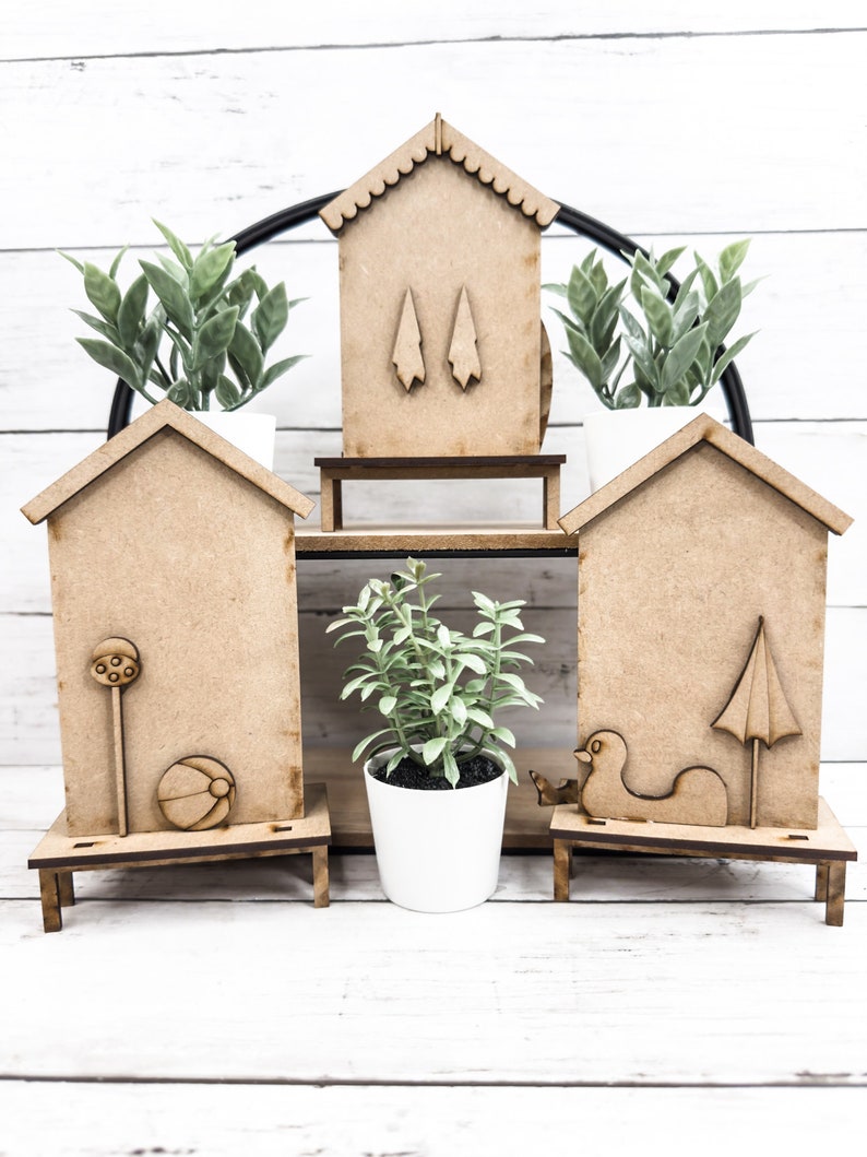 DIY Kit 3 Little Beach Huts Reversible | Beach House Decor | Coastal ...