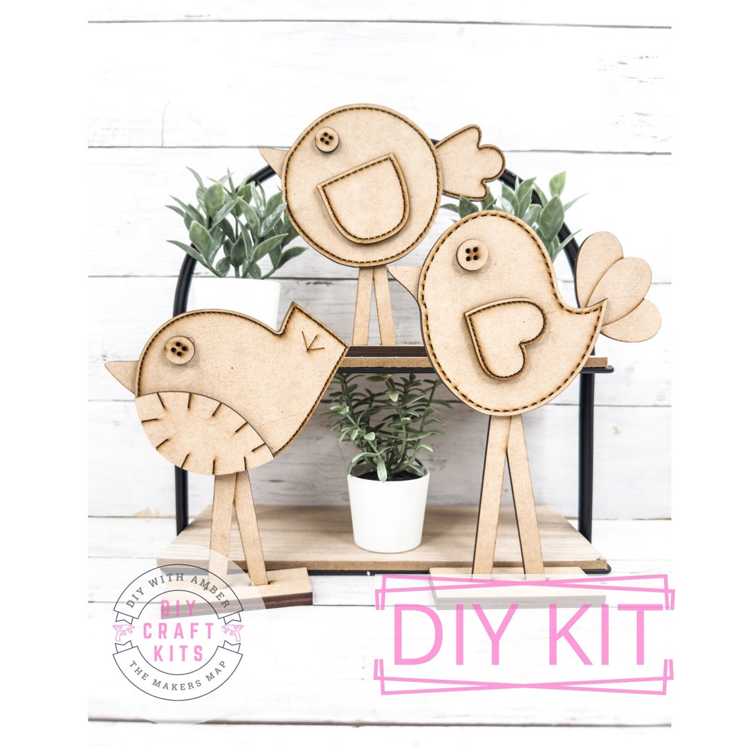 Tweety Birds Trio With Stands DIY Kit | Spring Unfinished Wood Blank ...