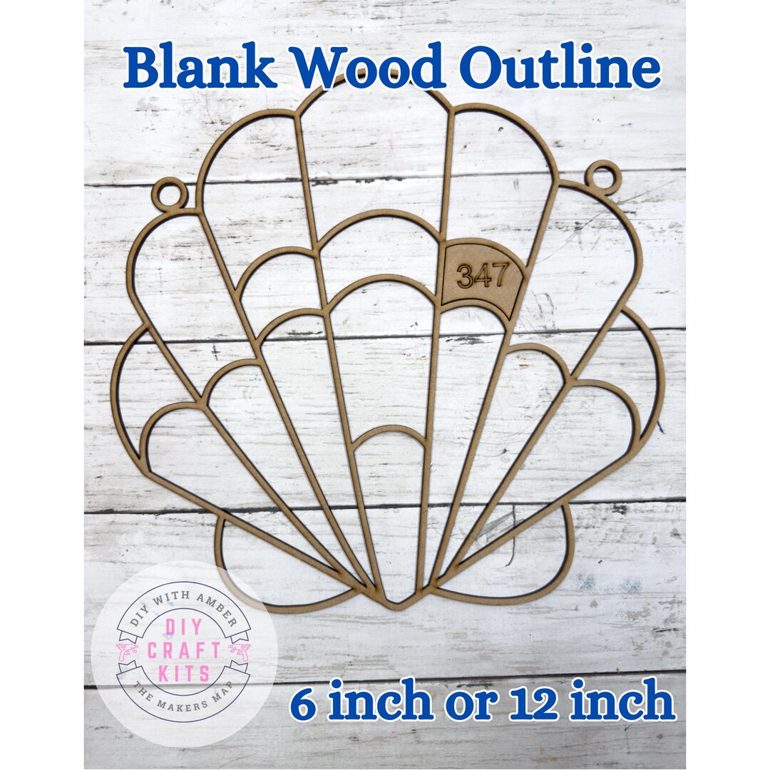 Unfinished Style 347 Sea Shell Laser Cut Wood Outline Frame Blank DIY ...