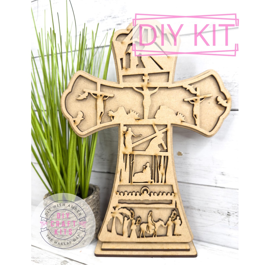 Story of Jesus Cross DIY Kit | Wooden Blank Cross | Religious Easter ...