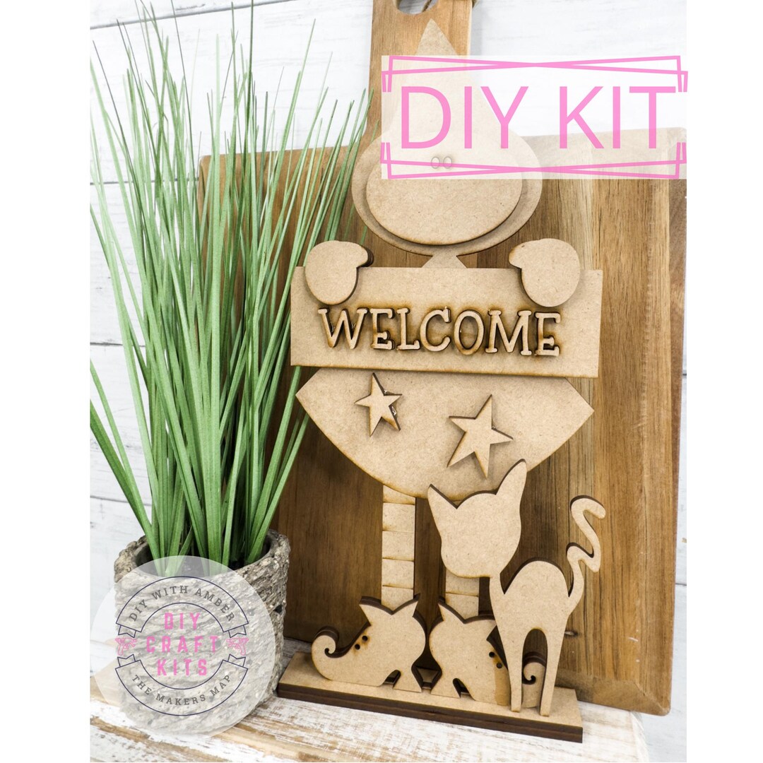 Welcome Witch Shelf Sitter DIY Kit | Halloween Witch With Cat ...