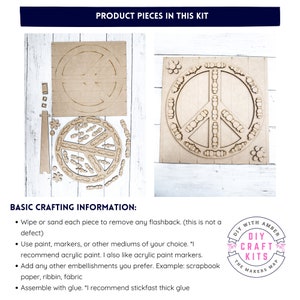 Spindle Peace Sign DIY Kit | Boho Home Decor | Hippie Room Decorative ...