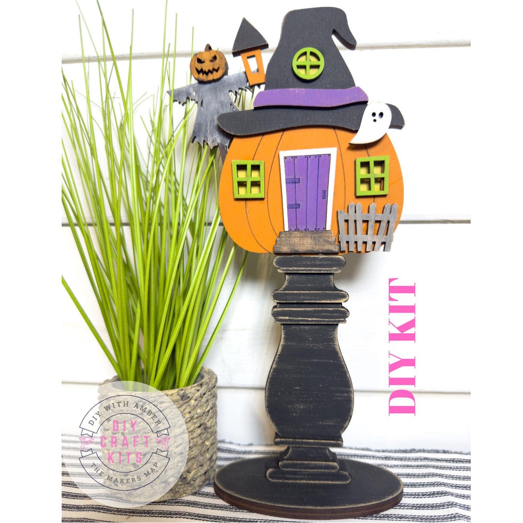 Jack-o-lantern House Insert for Interchangeable Spindle Base DIY Craft ...