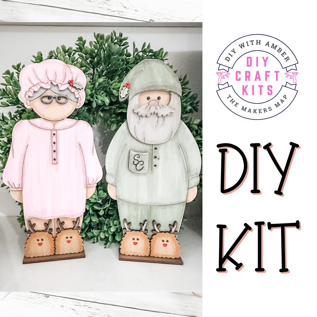 Sleepy Pajamas Mr and Mrs Claus Christmas Winter DIY KIT Unfinished ...