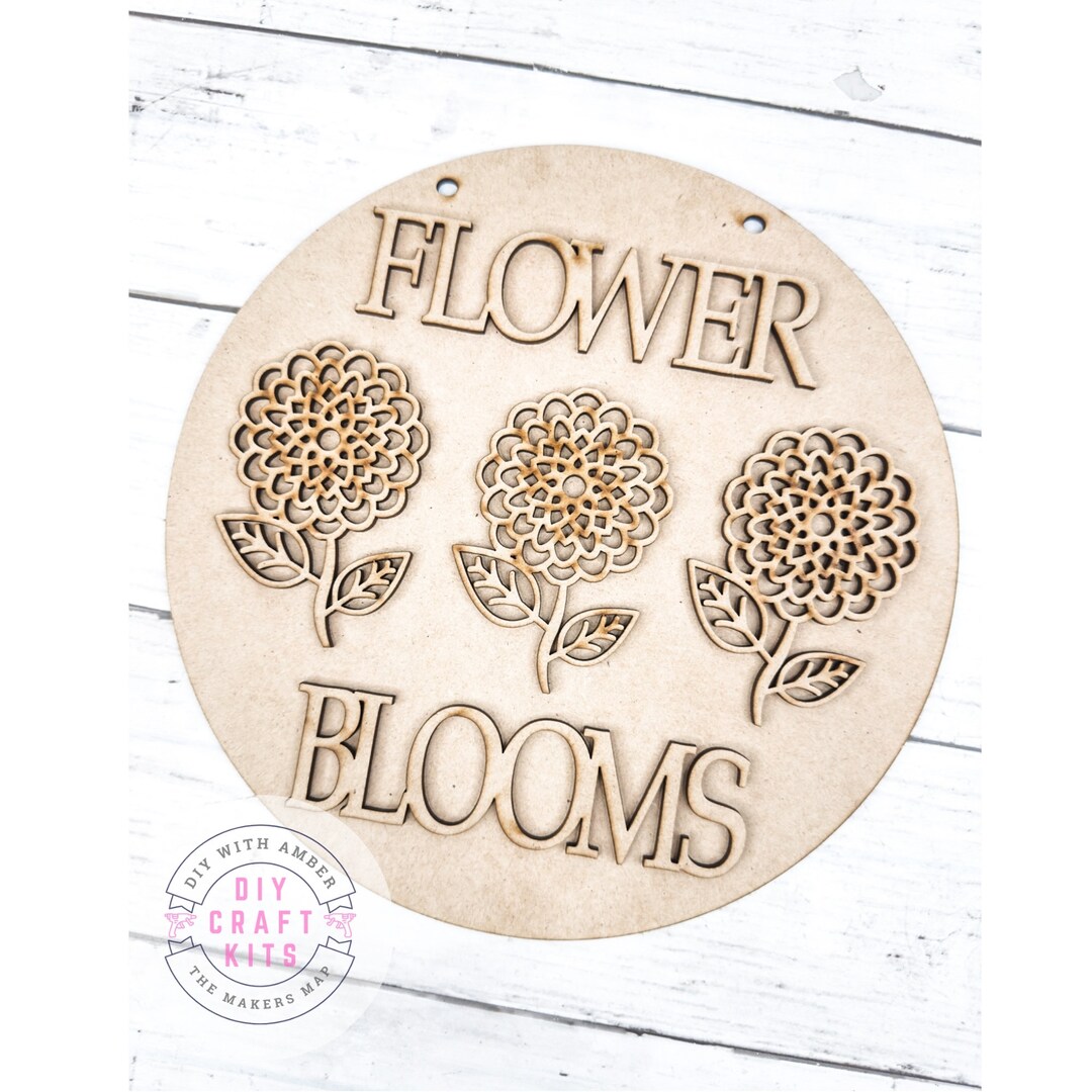Flower Blooms Sign Spring DIY Kit | 9in Round | Seasonal Decor Craft ...