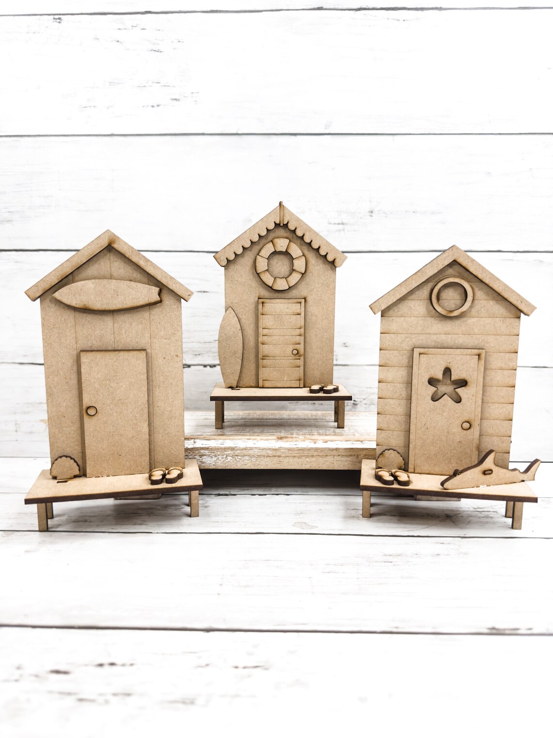 DIY Kit 3 Little Beach Huts Reversible | Beach House Decor | Coastal ...