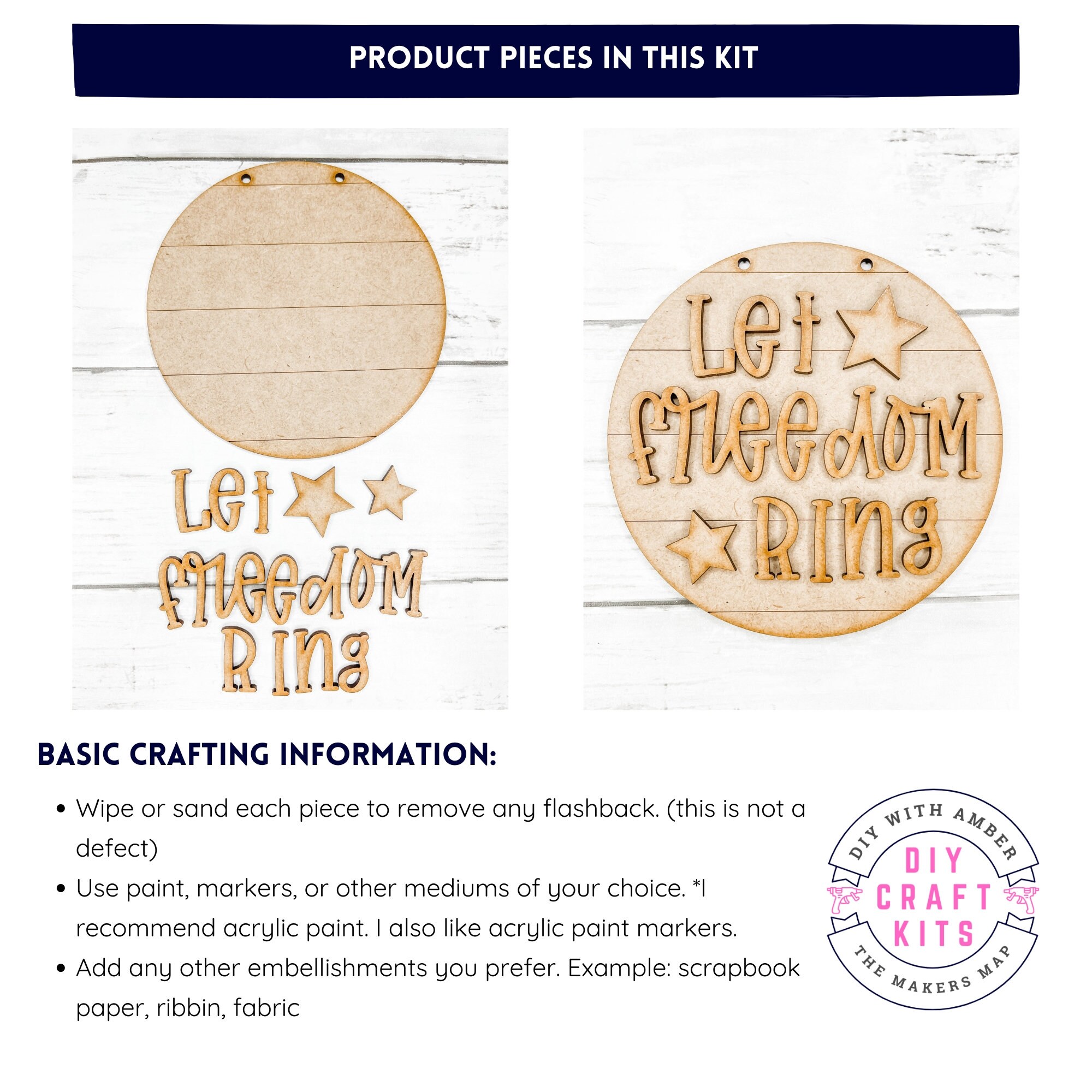 Let Freedom Ring Sign DIY Craft Kit | 5 Inch Round Patriotic Sign ...